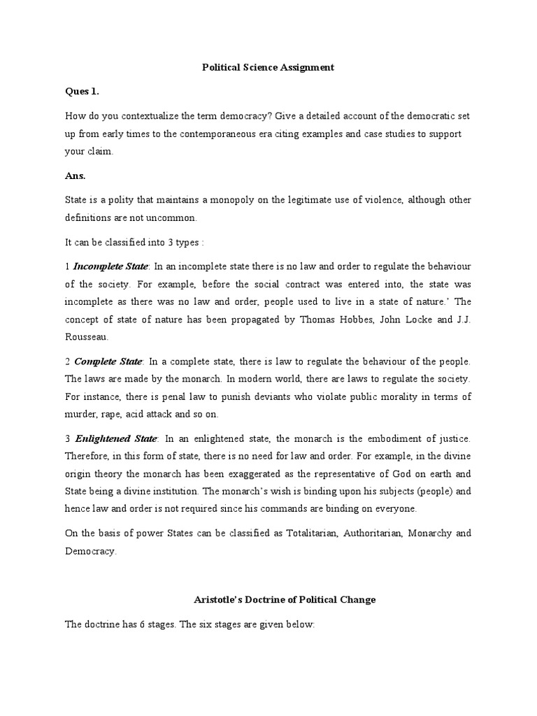 Political Science Assignment | PDF | Political Ideologies | Democracy