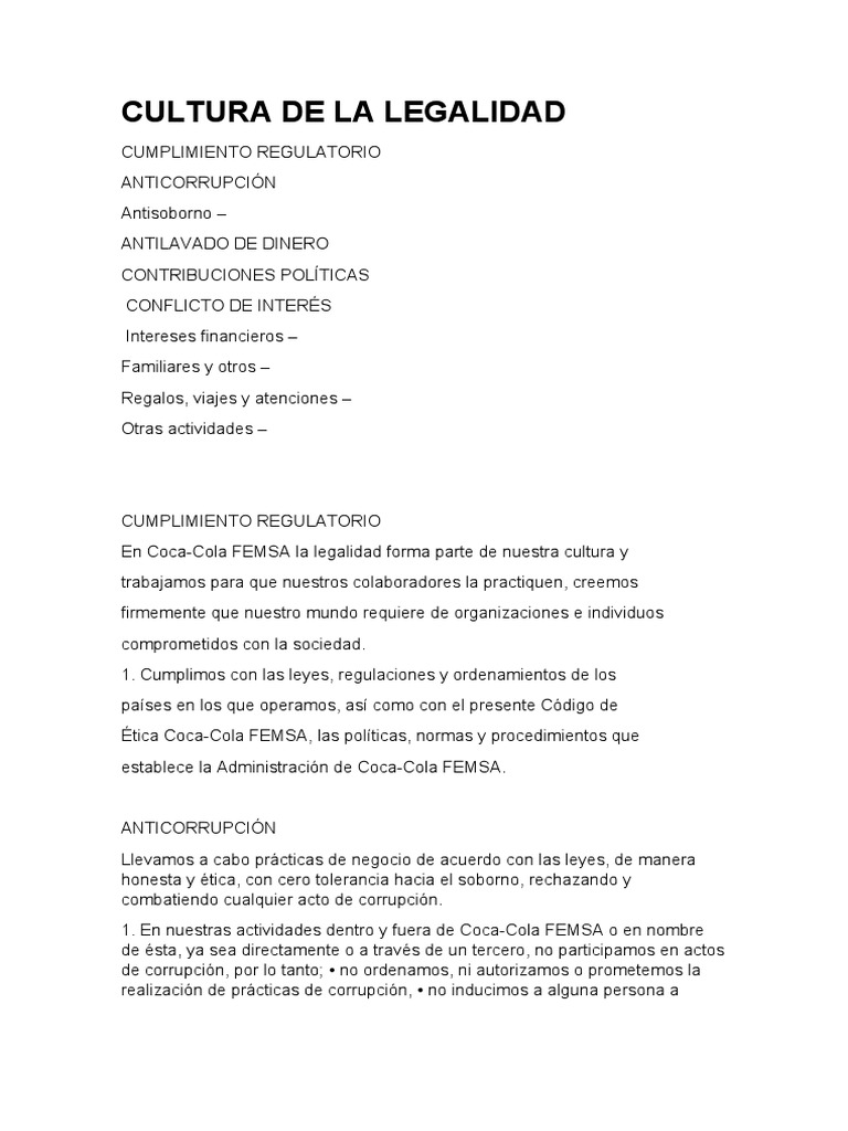 Coca Cola Base Legal y Estructura | Descargar gratis PDF | Corrupción ...