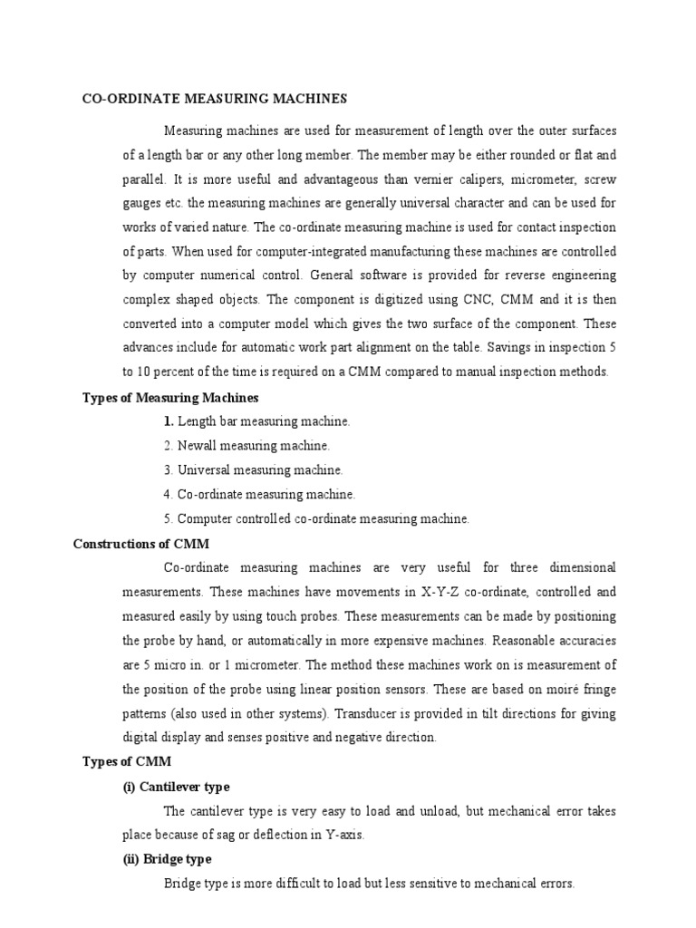 Measure Complex Shapes With Co-ordinate Measuring Machines | PDF ...