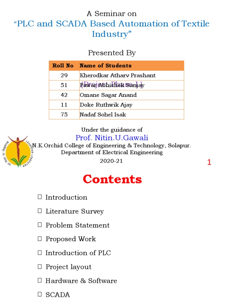 PLC and SCADA Based Automation of Textile Industry": A Seminar On | PDF | Programmable Logic ...