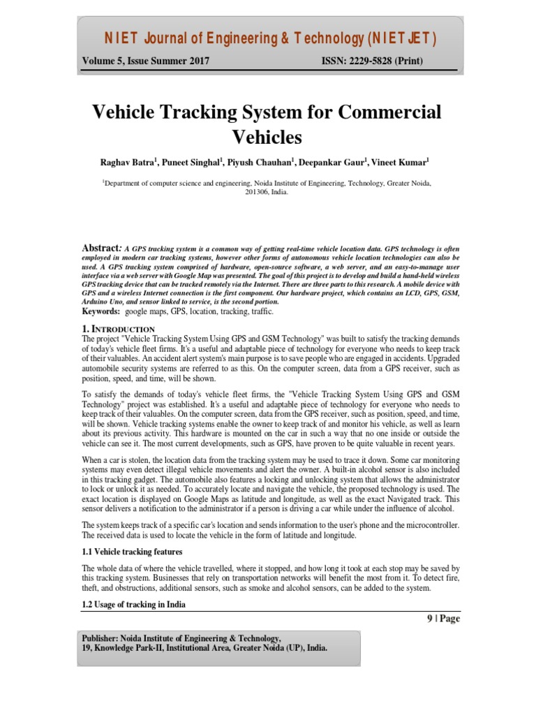 Vehicle Tracking System For Commercial Vehicles | PDF | Global ...