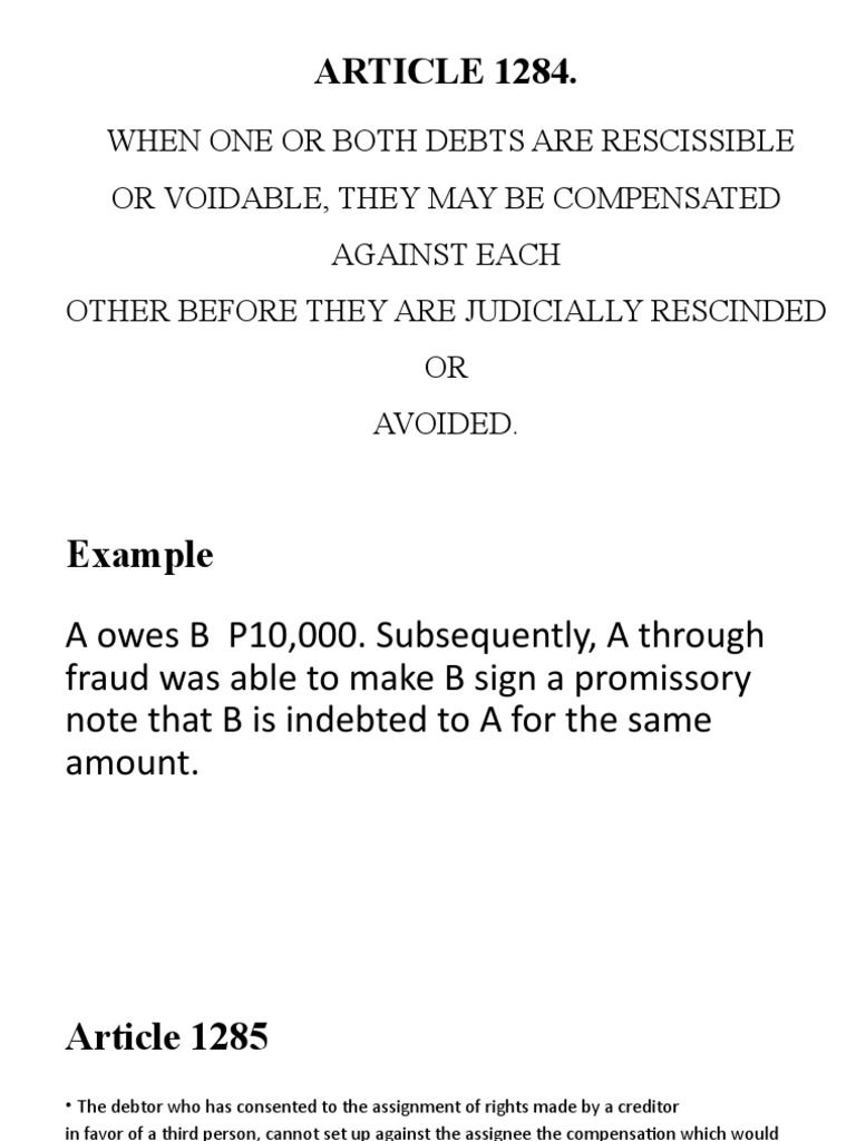 Article 1284 & 1285 | PDF | Assignment (Law) | Business Law