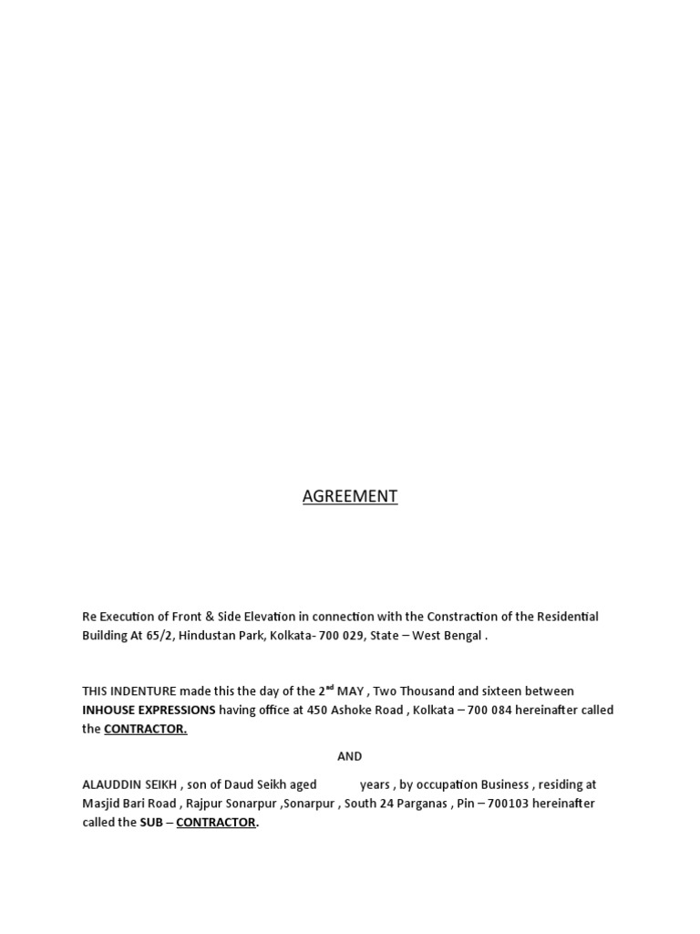 Agreement of Alauddin Sekh | PDF | Concrete | Employment