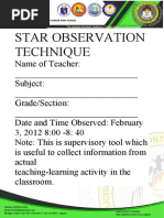 Star Observation Form 2023 2024 | PDF | Learning | Teachers