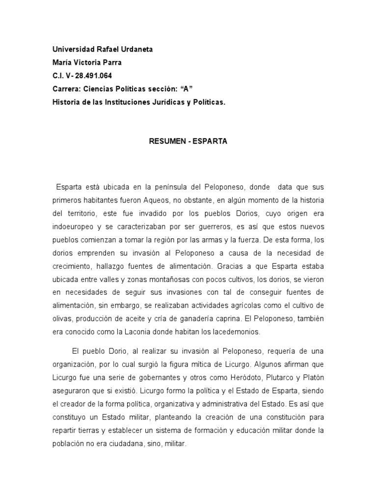 Resumen - Esparta | PDF | Esparta | Antigua Grecia