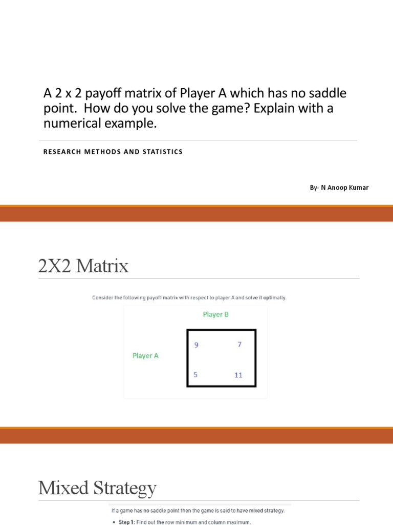 Solving a 2x2 Payoff Matrix Game | PDF | Matrix (Mathematics ...