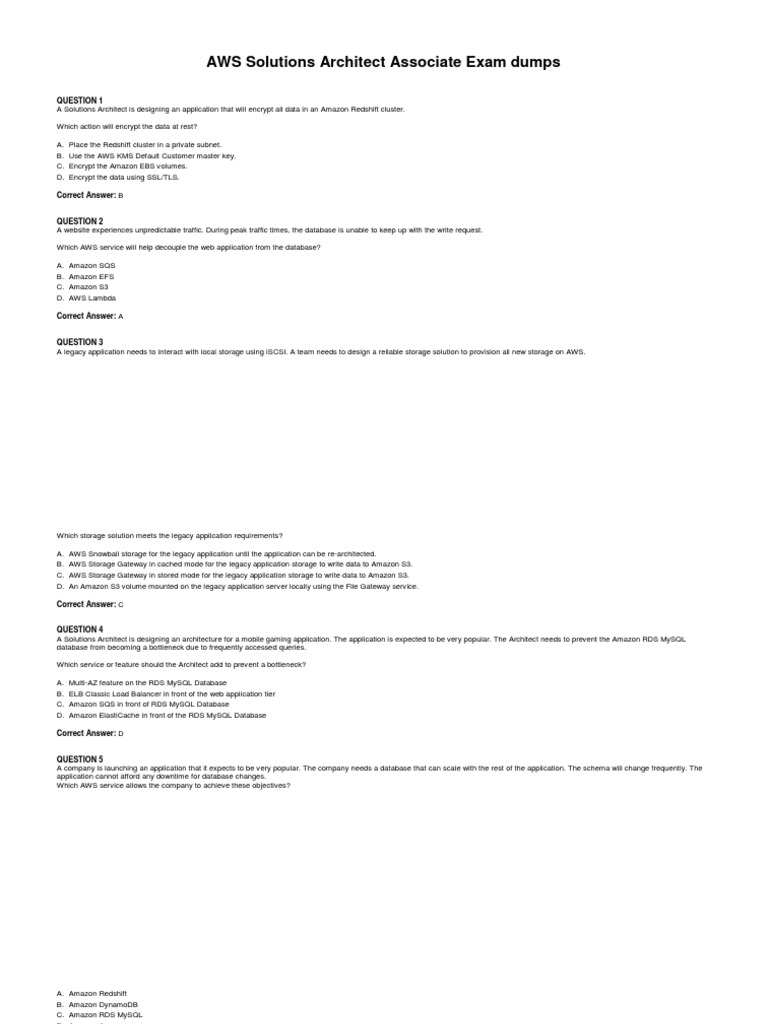 AWS Solution Architect Associate Practice 1 Converted The | PDF | Amazon Web Services | Databases