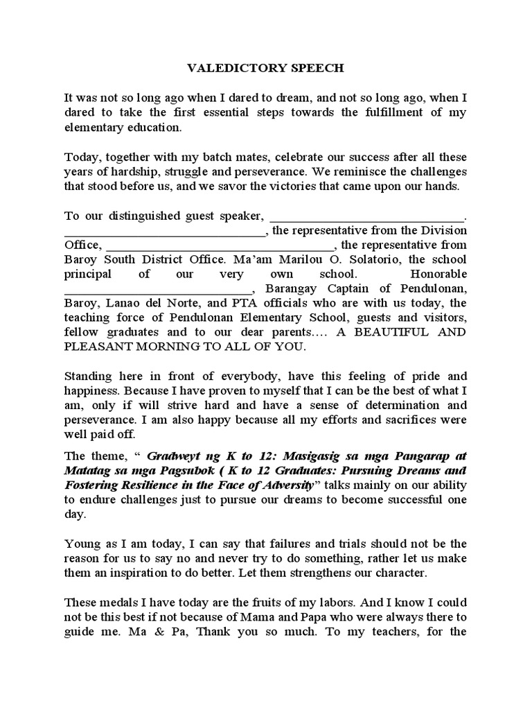 Valedictory Speech | PDF