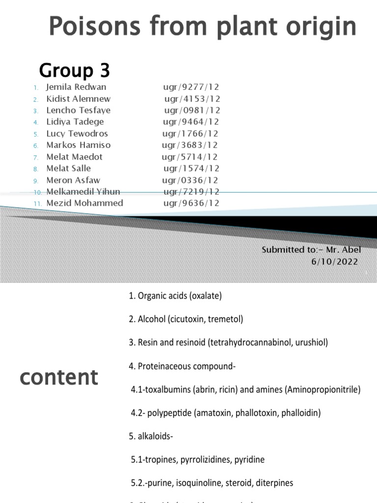 Toxic Plant Poisons Overview | PDF | Medical Specialties | Clinical ...