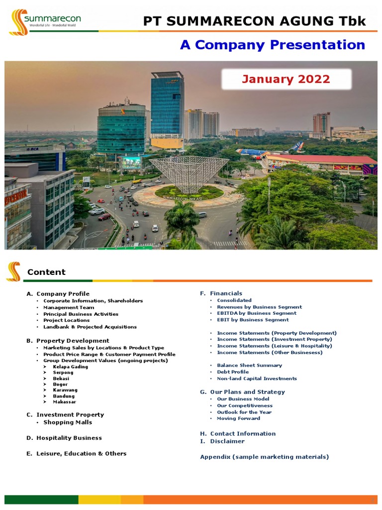 Summarecon Agung: 2022 Company Overview | PDF | Business | Jakarta