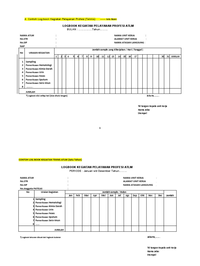 Contoh Logbook Kegiatan ATLM | PDF