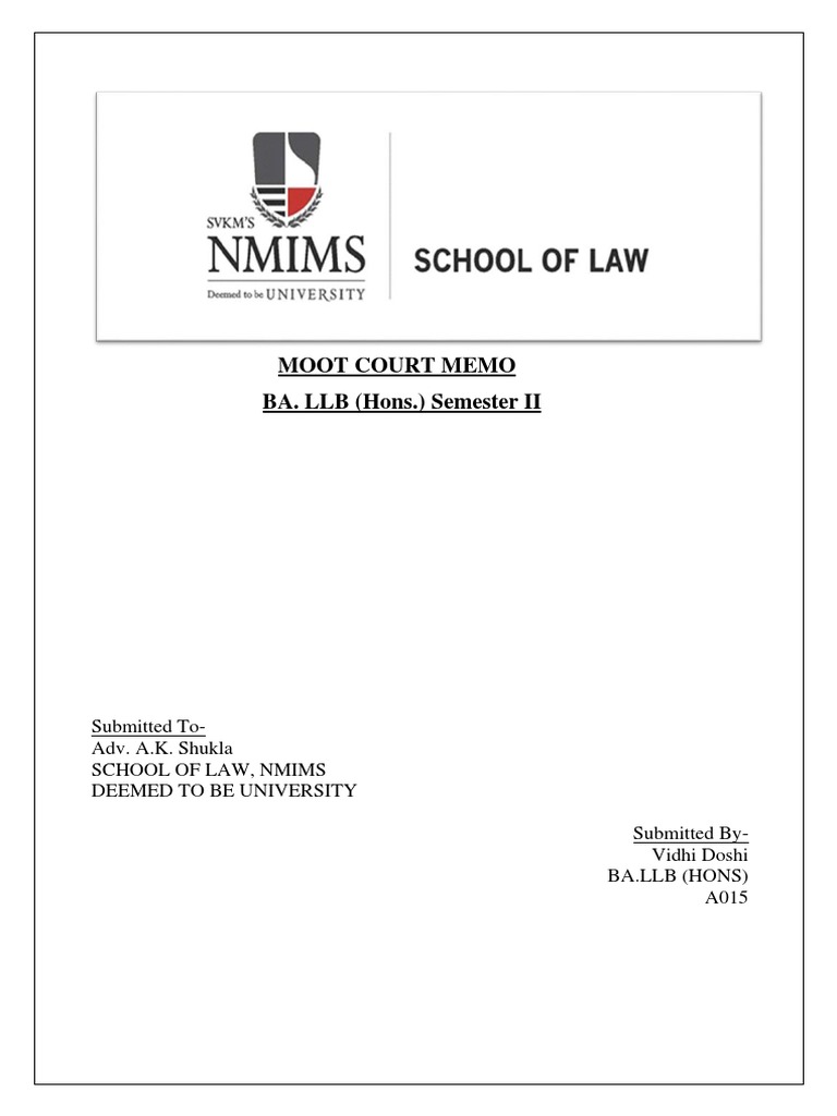 15.respondent Moot Memo - Written Statement. Vidhi Doshi | PDF ...
