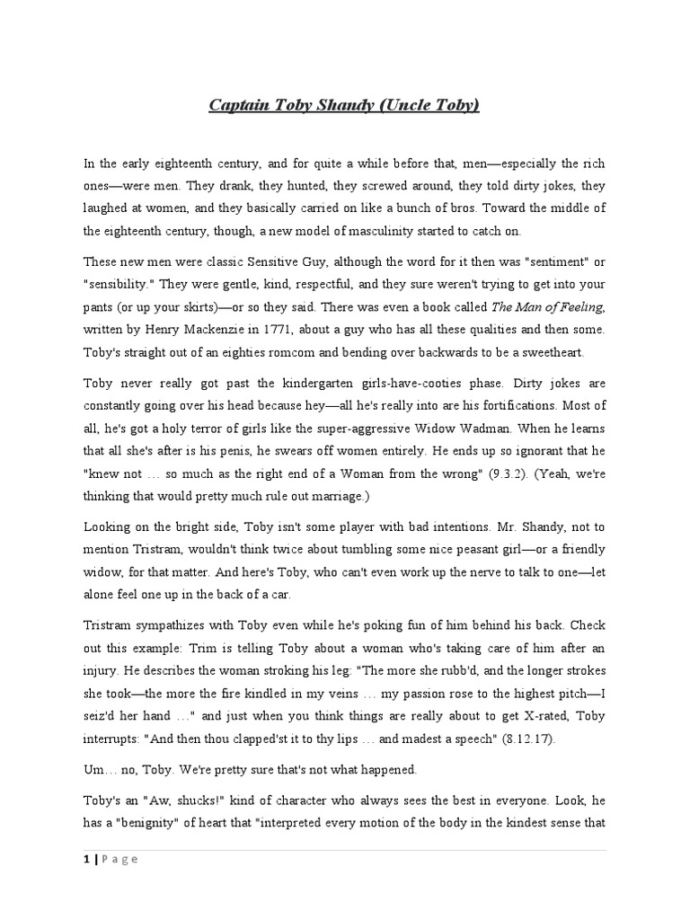 Uncle Toby... Tristram Shandy | PDF