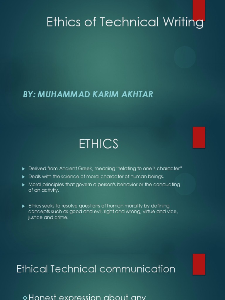 Ethics of Technical Writing | PDF | Morality | Social Institutions