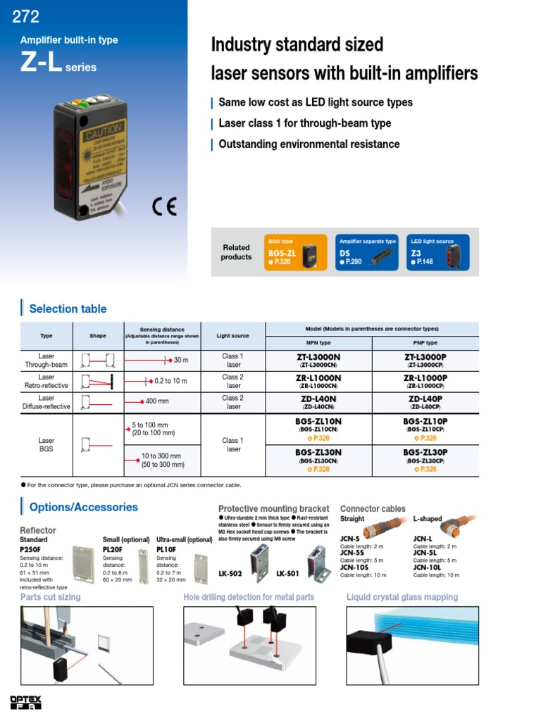 Industry Standard Sized Laser Sensors With Built-In Amplifiers | PDF ...