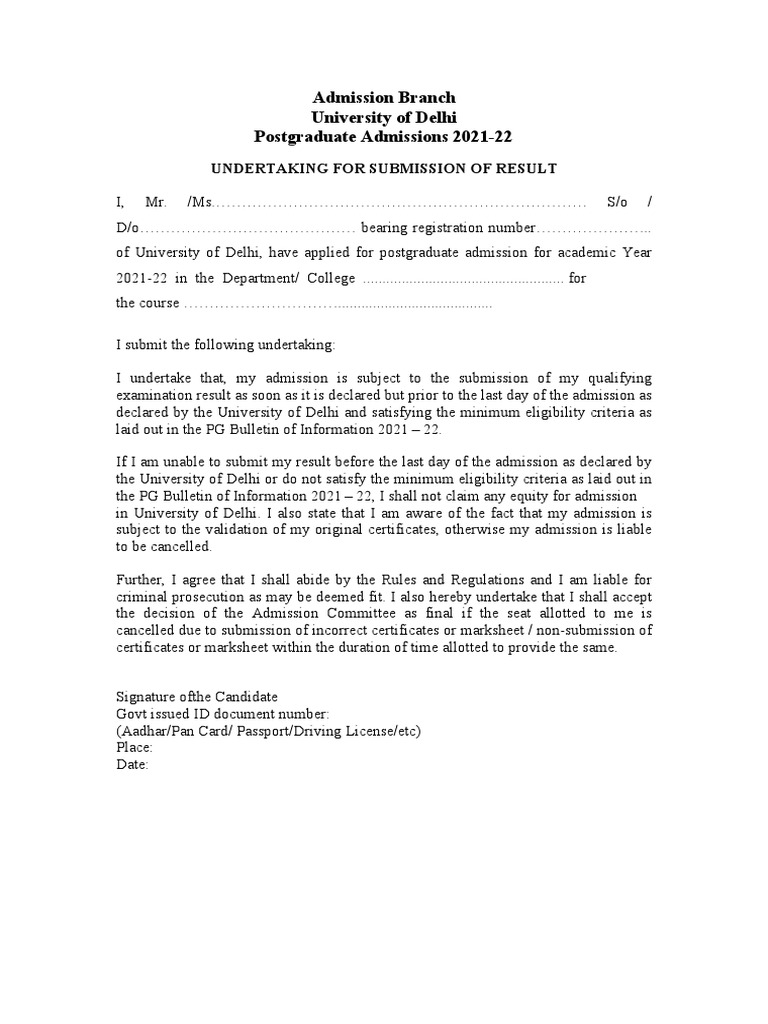 Undertaking Submission Result | PDF Undertaking Submission Result | PDF
