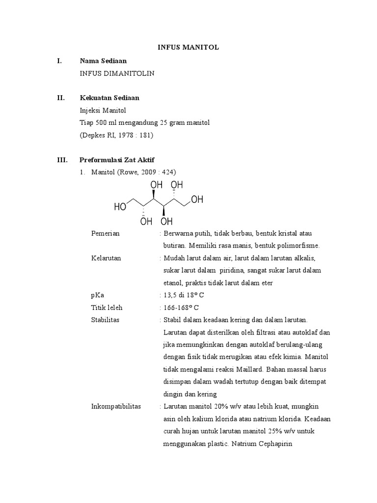 Jurnal Infus Manitol | PDF | Sains & Matematika
