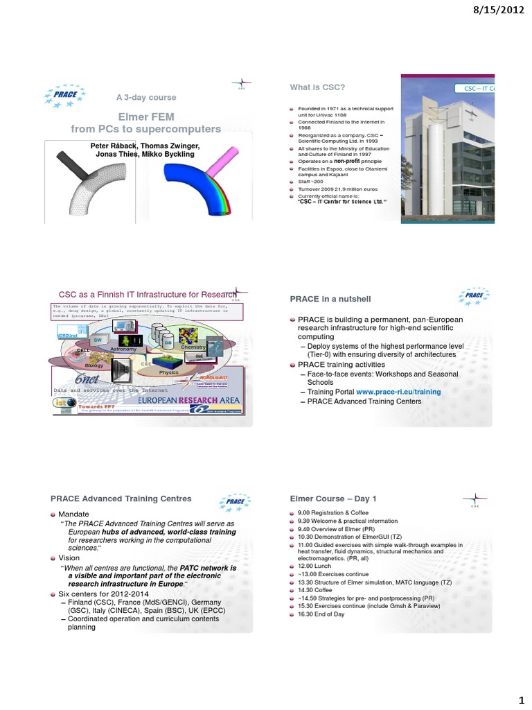 Elmer Fem From Pcs To Supercomputers: A 3-Day Course What Is CSC? | PDF | Finite Element Method ...