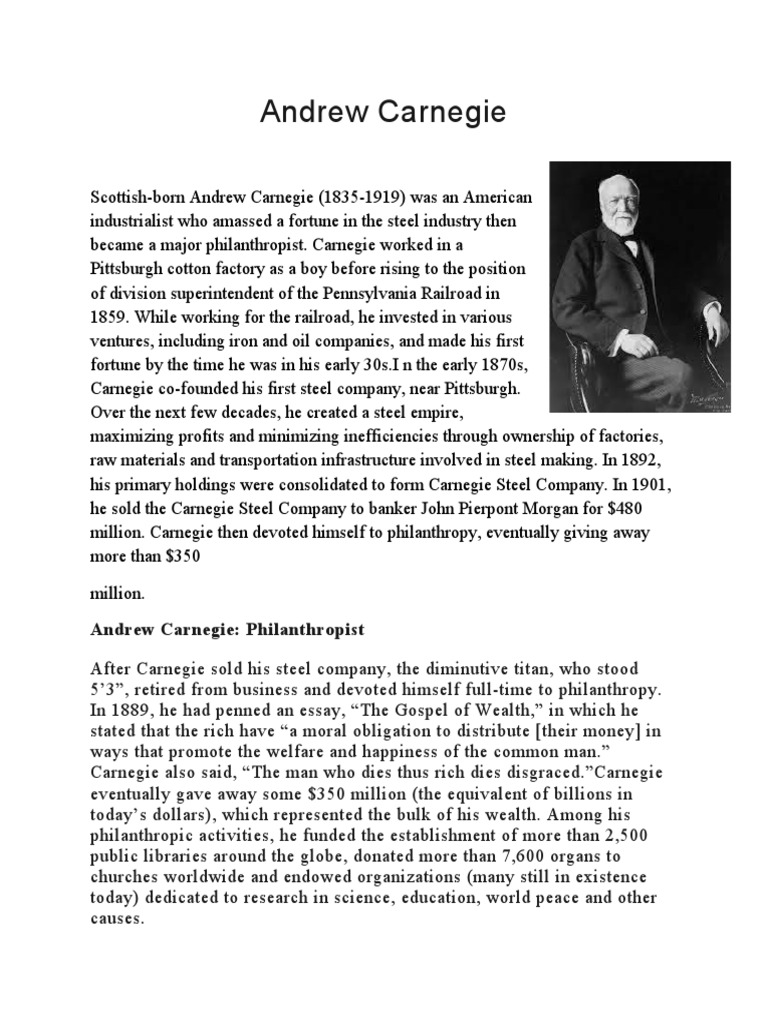 Andrew Carnegie: Philanthropist | PDF | Andrew Carnegie | Philanthropy