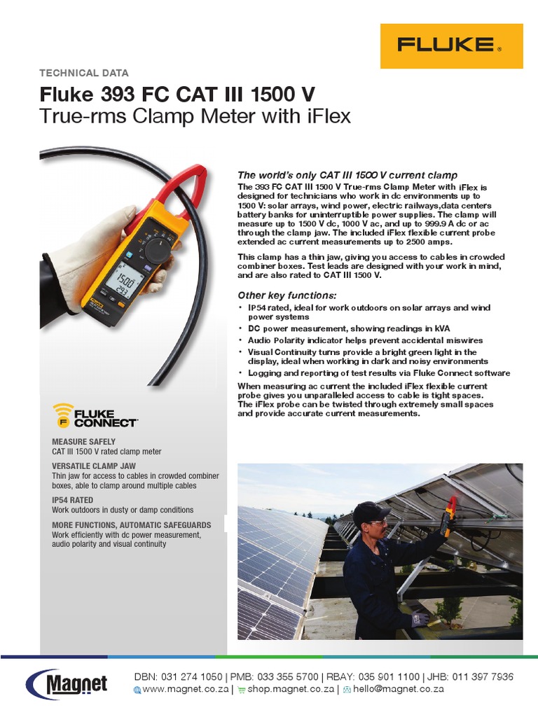 Fluke 393 FC Cat III 1500v True Rms Clamp Meter | PDF | Alternating ...