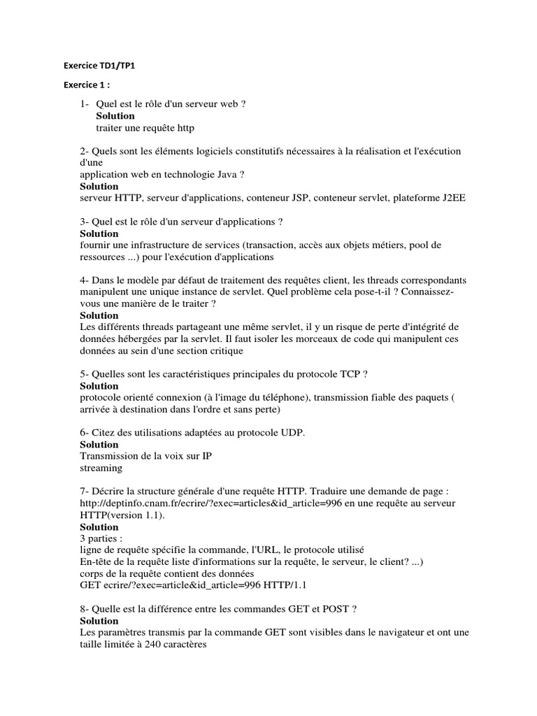 Exercice TD1 | PDF | Protocole de transfert hypertexte | Internet