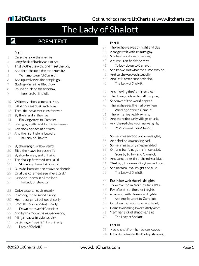 The Lady of Shalott | PDF