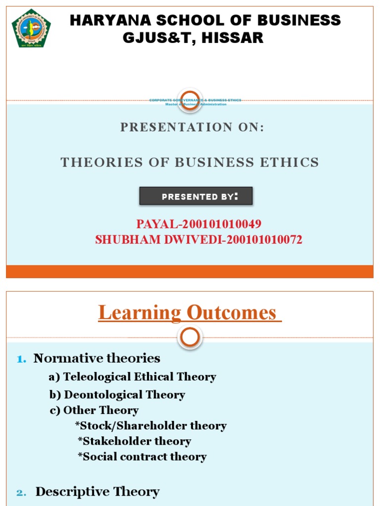 Business Ethics Theories Overview | PDF | Utilitarianism | Morality