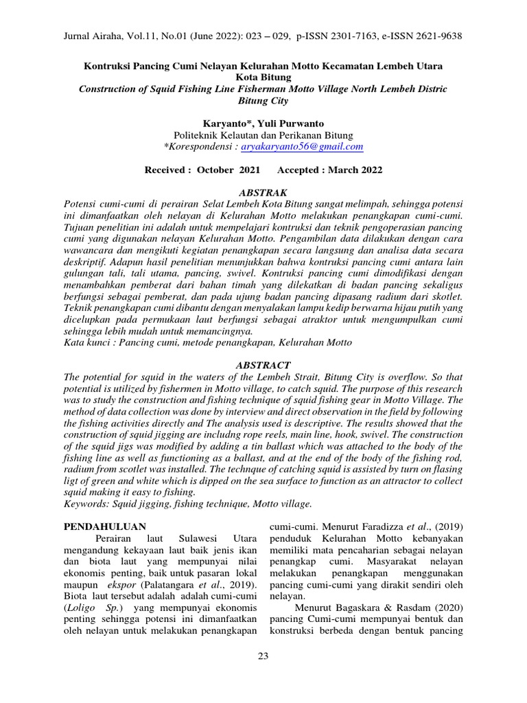 Construction of Squid Fishing Line Fisherman Motto Village North Lembeh Distric Bitung City ...