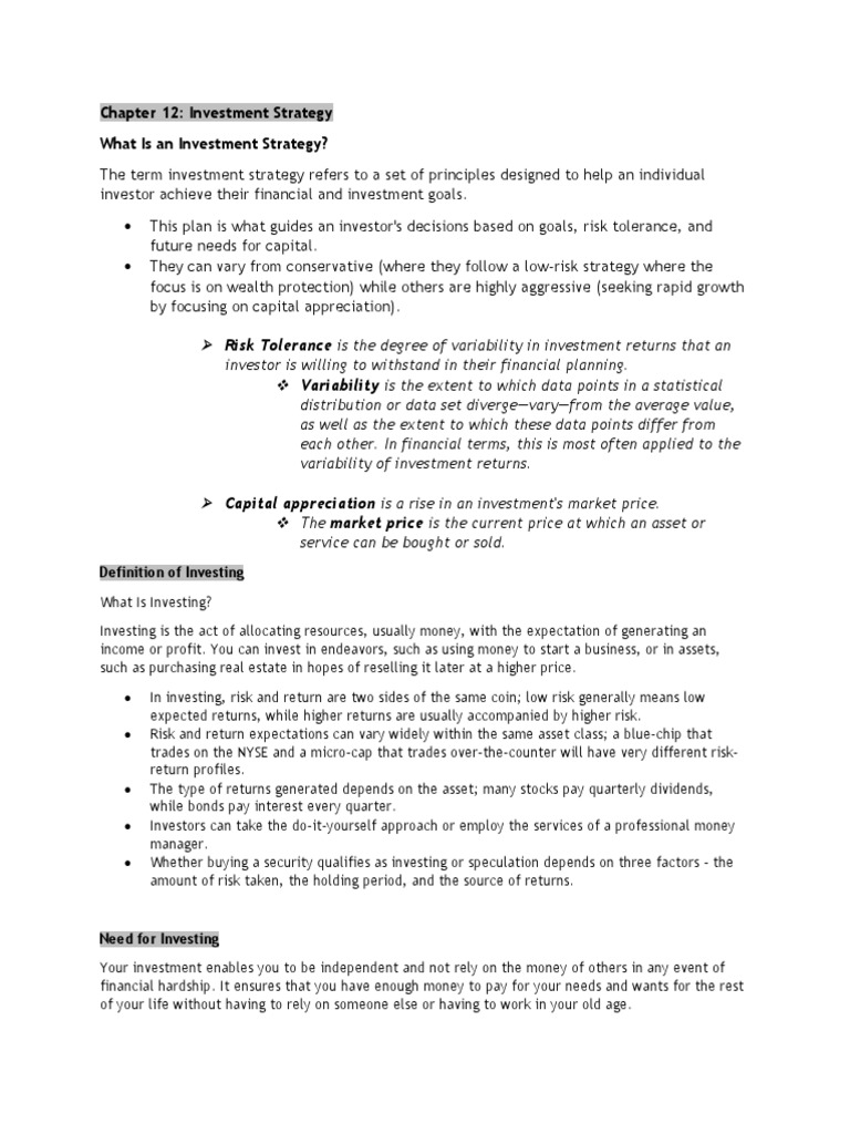 Chapter 12 Investment Strategy | PDF | Bonds (Finance) | Insurance