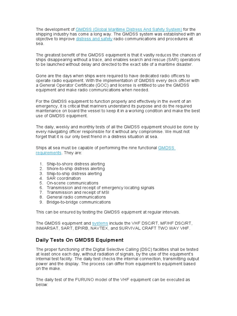 GMDSS (Global Maritime Distress and Safety System) Distress and Safety ...