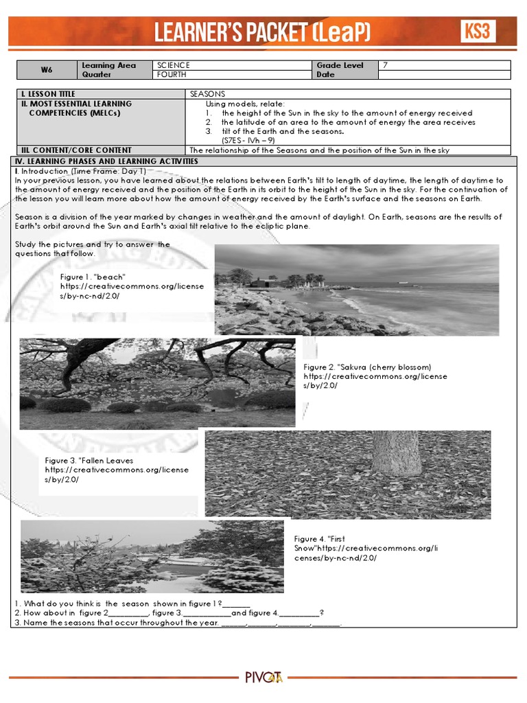 W6 Learning Area Grade Level Quarter Date I. Lesson Title Ii. Most ...