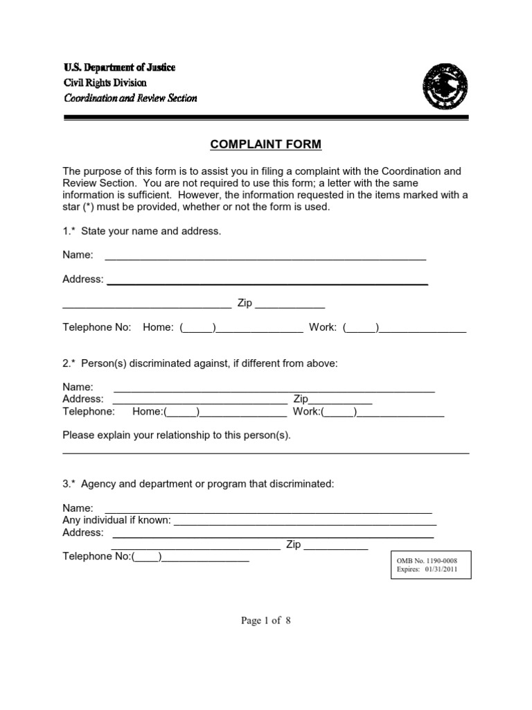 DOJustice Complaint Form | PDF | Freedom Of Information Act (United ...