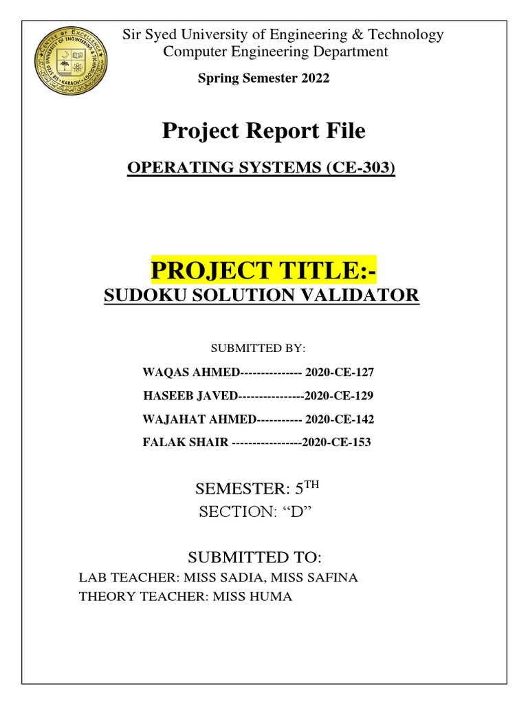 Sudoku Solution Validator Project Report | PDF | Subroutine | Applied ...