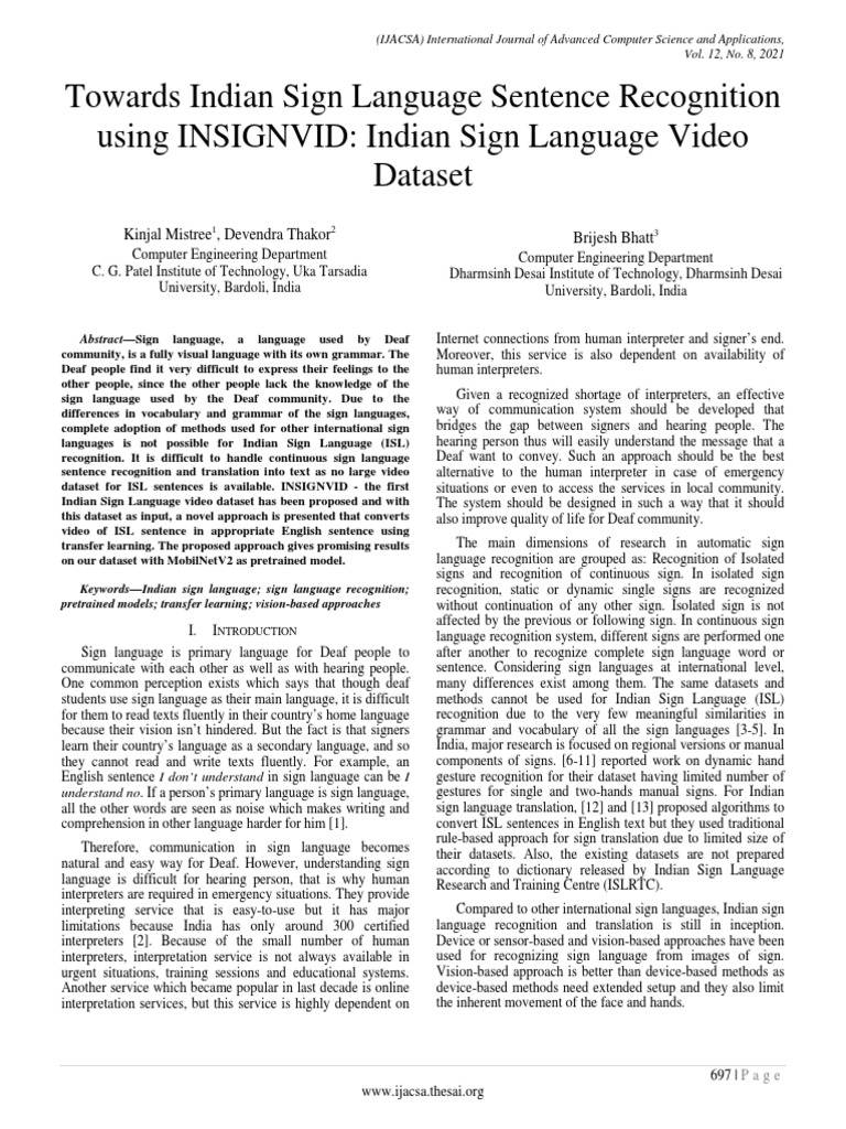 Towards Indian Sign Language | PDF | Sign Language | Image Segmentation