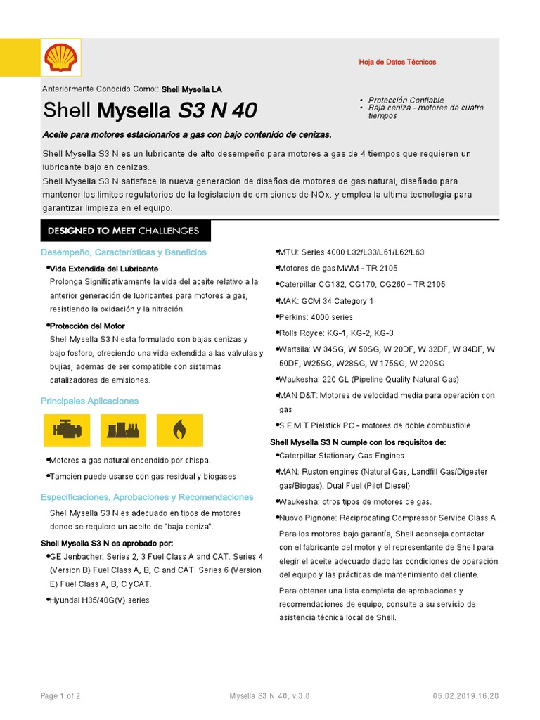Shell Mysella S3 N 40 | PDF | Materiales | Sustancias químicas
