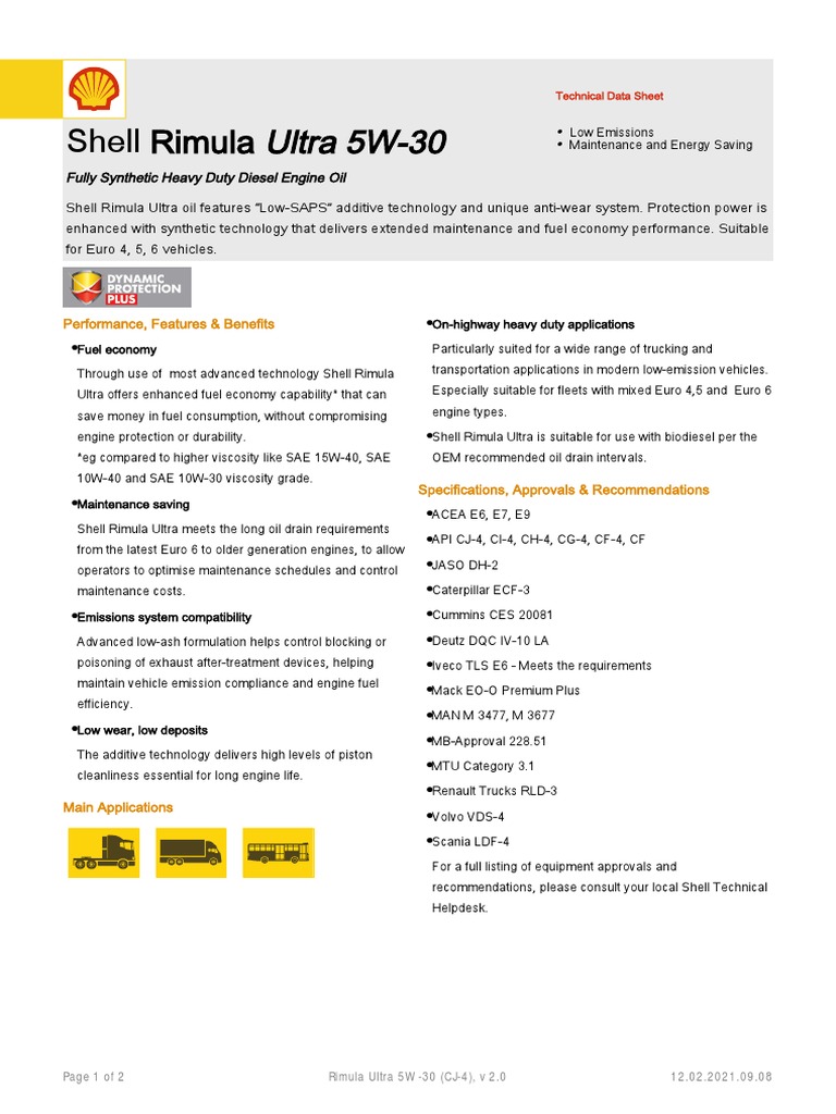 Shell Rimula Ultra 5W-30 | PDF | Motor Oil