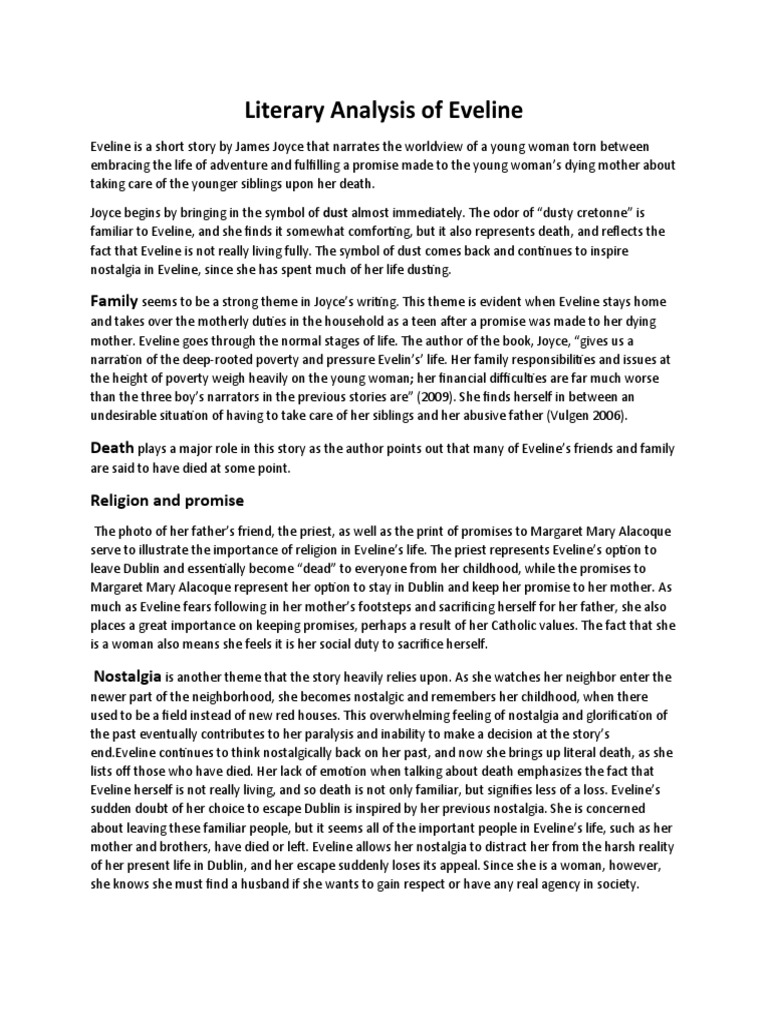 Literary Analysis of Eveline: Family | PDF | Nostalgia | James Joyce