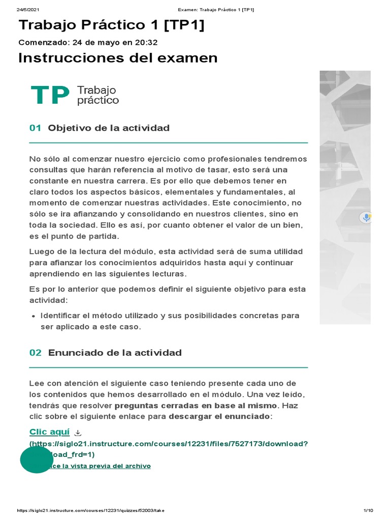 Examen - Trabajo Prctico 1 (TP1) TASACIONES | PDF | Valoración (Finanzas) | Prueba (evaluación)