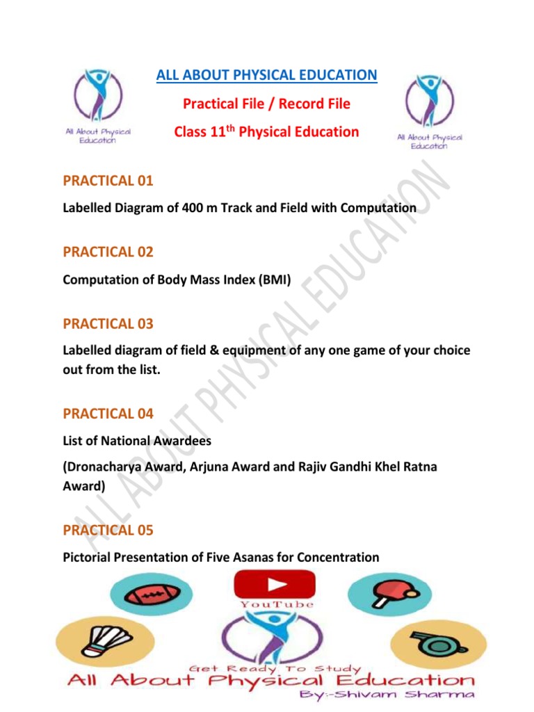 Class 11th Practical File ALL ABOUT PHYSICAL EDUCATION | PDF | Body ...