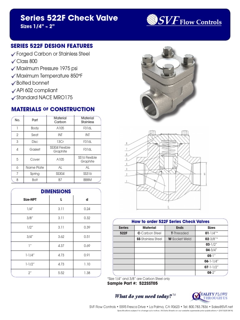 SVF_522F_Data_Sheet-2020 | PDF | Valve | Chemistry