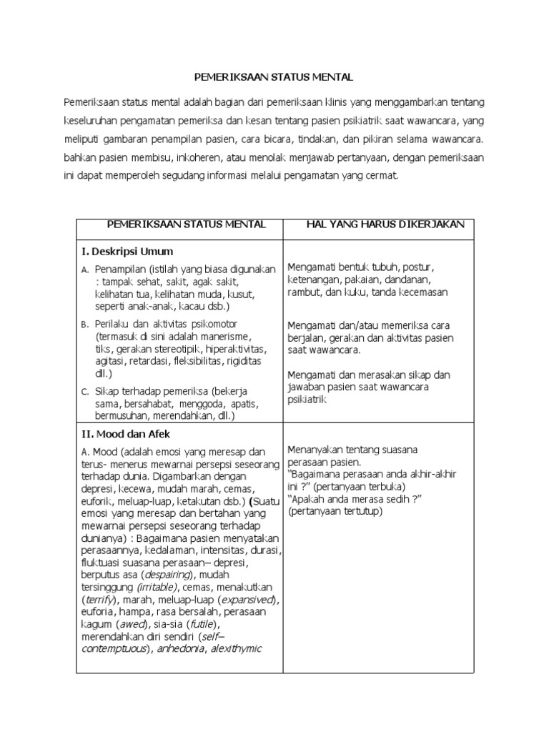 Pemeriksaan Status Mental | PDF | Sains & Matematika