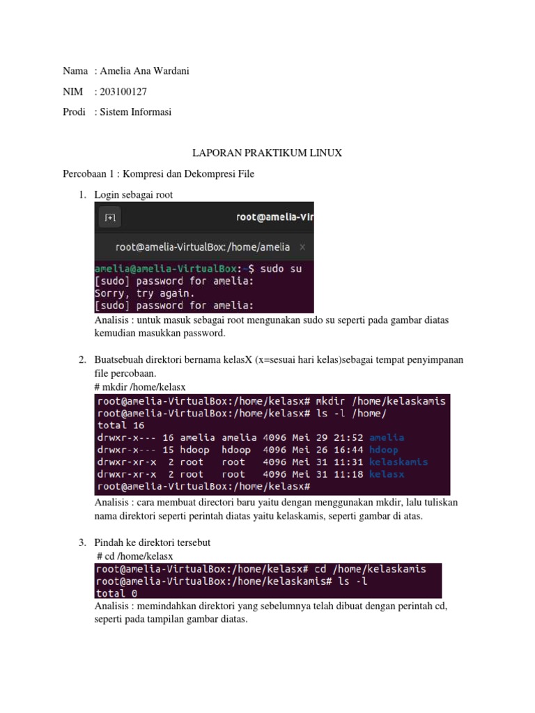 Praktikum Linux2 - Kompresi | PDF