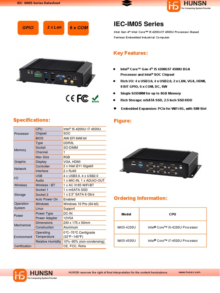 IEC-IM05 Series: Key Features | PDF | Solid State Drive | Intel