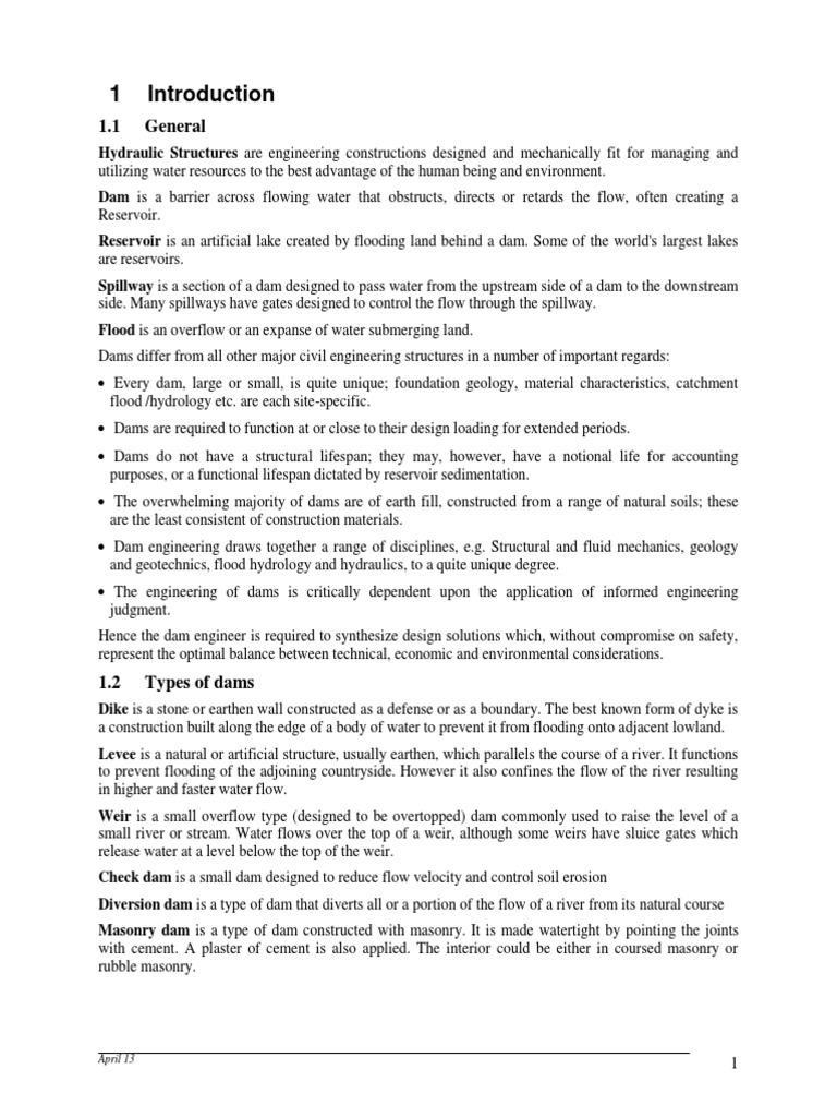 Chapter 1-Introduction | PDF | Dam | Flood