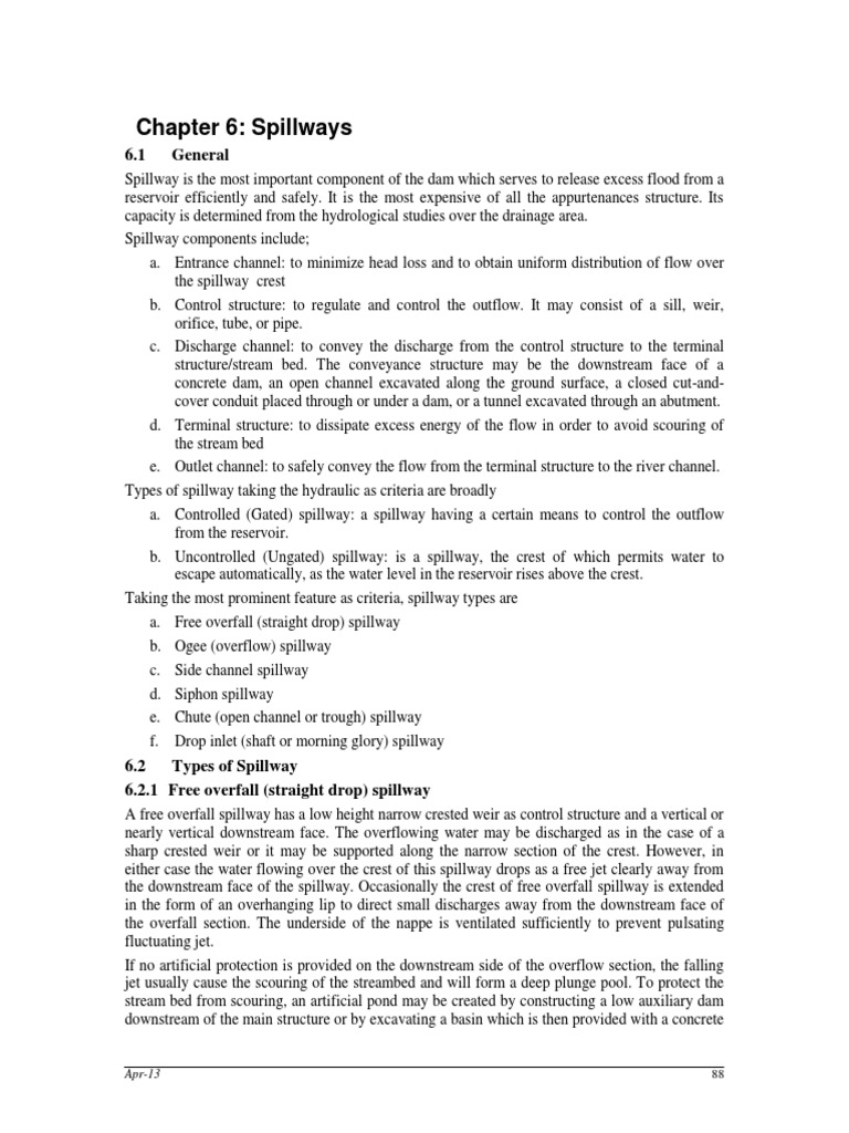 Chapter 6-Spillways | PDF | Spillway | Dam