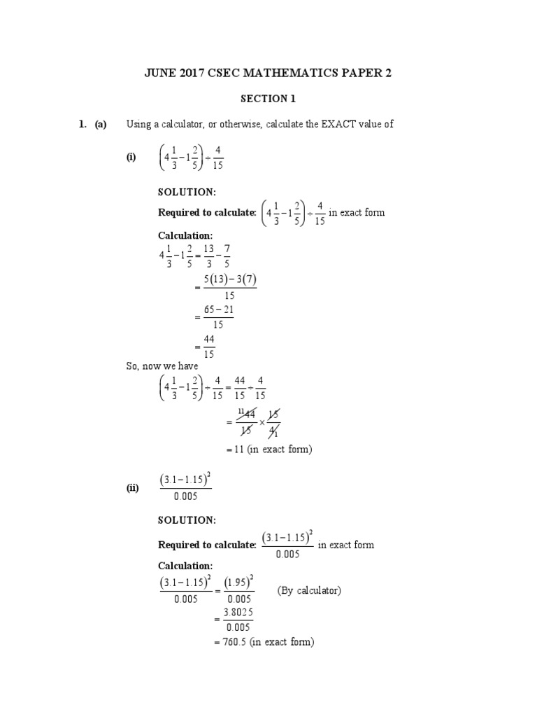 CSEC Maths JUNE 2017 Answer Sheet | PDF | Circle | Triangle