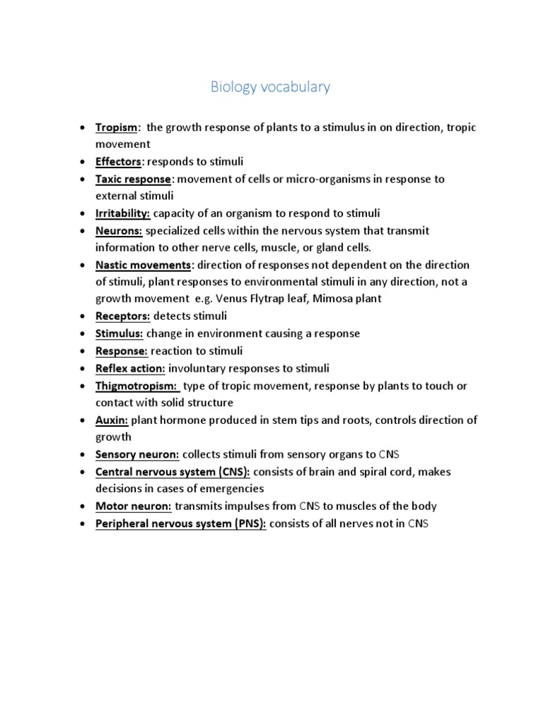 Biology Vocabulary | PDF