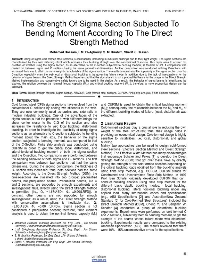 04 - The Strength of Sigma Section Subjected To Bending Moment ...