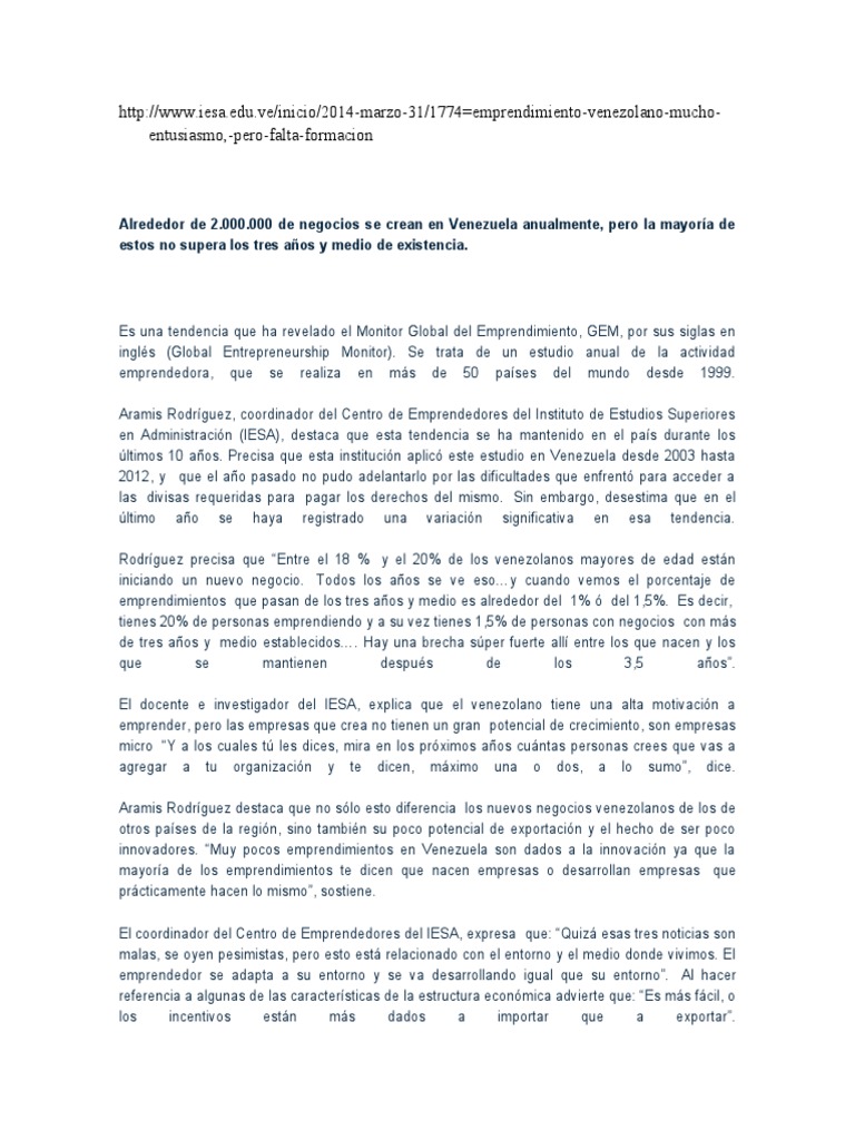 Iesa Gerencia | PDF | Iniciativa empresarial | Venezuela