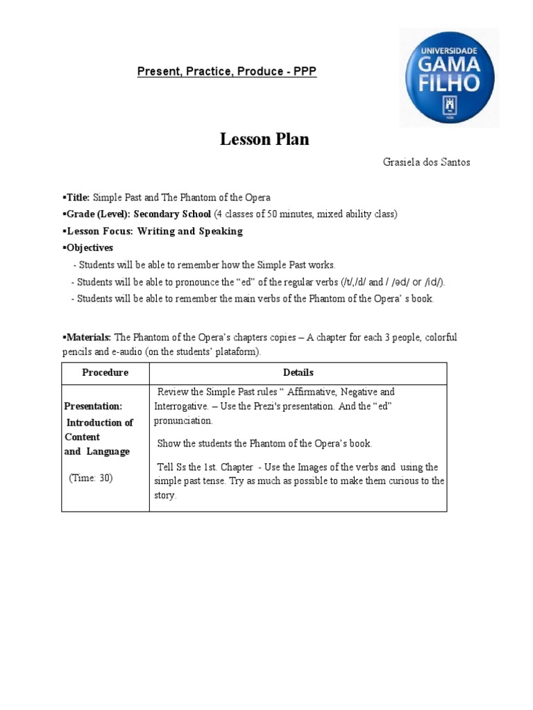 Lesson Plan: Present, Practice, Produce - PPP | PDF | Verb | Lesson Plan